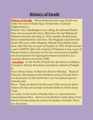 History of swabi | PDF