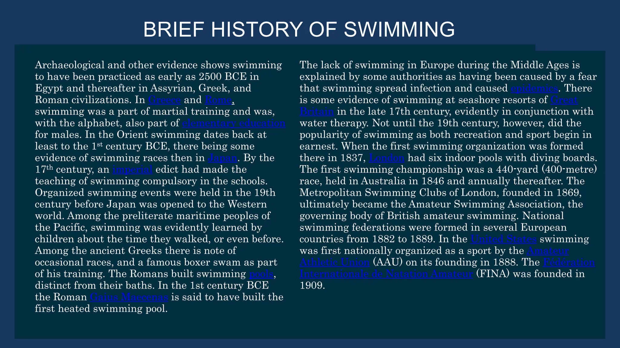 History of Swimming and apparatus in swimming pools | PPTX