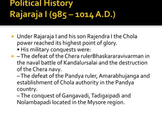 History of Tamil Nadu - Cholas | PPTX