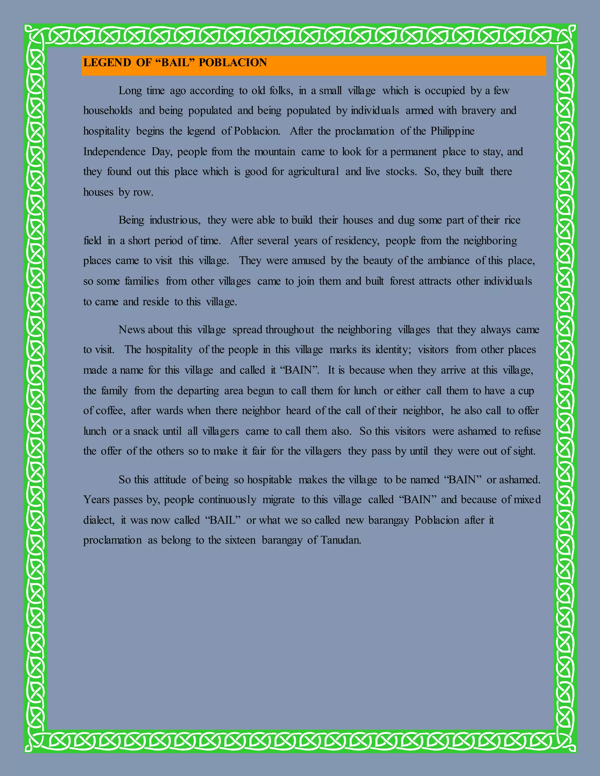 History of Different Barangay of Tanudan | DOCX