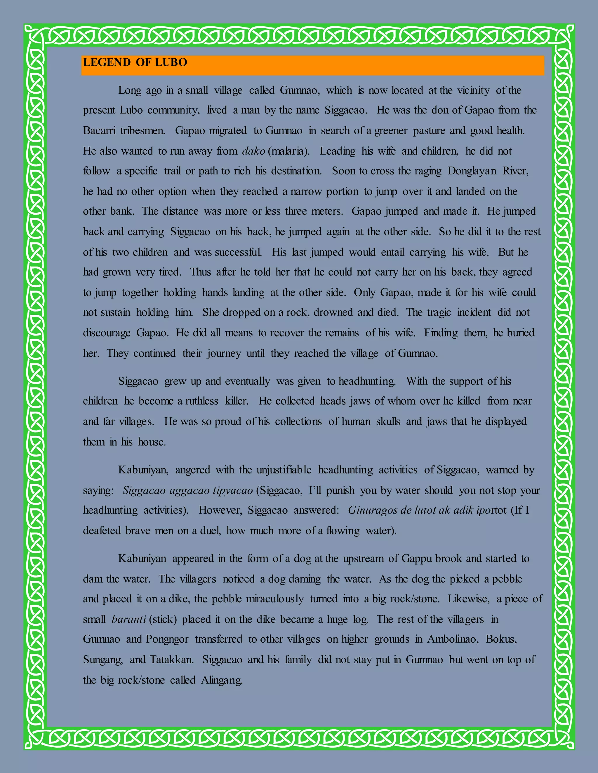 History of Different Barangay of Tanudan | DOCX