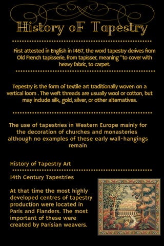 History of tapestry | PDF | Needlework | Arts and Crafts