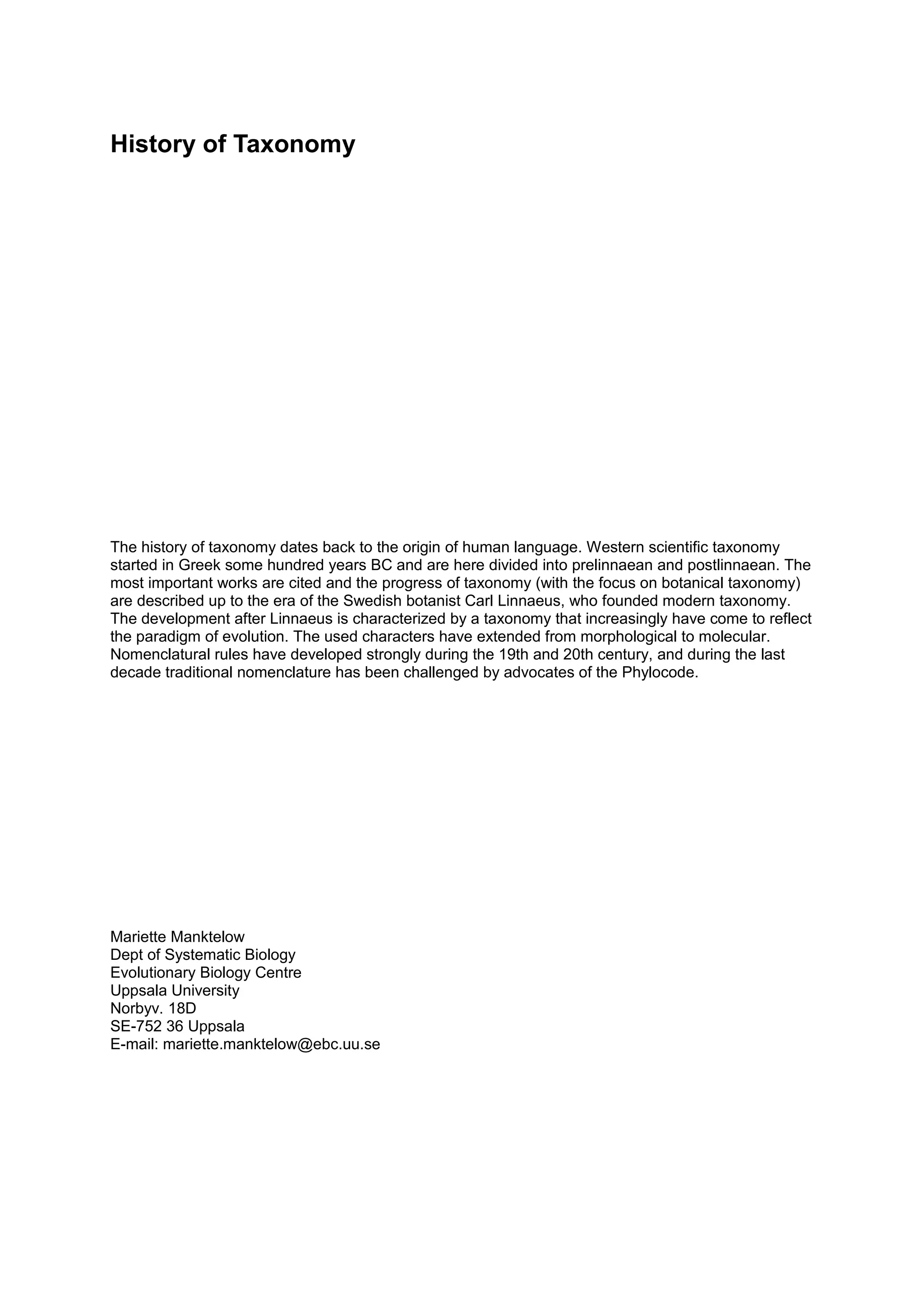 History of taxonomy | PDF