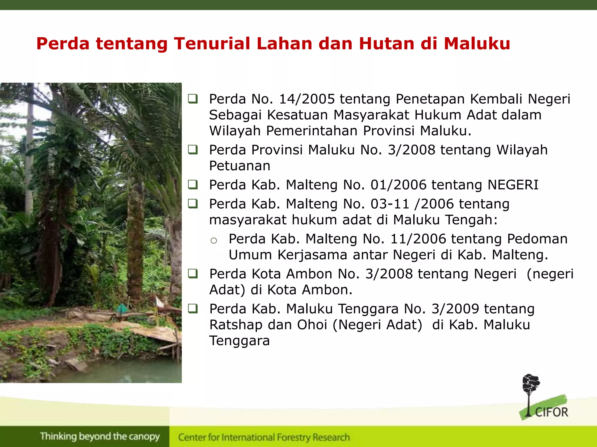 Gambaran Umum Reformasi Tenurial Lahan Dan Hutan Di Maluku | PPT