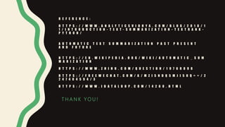 History of text summarization | PPTX