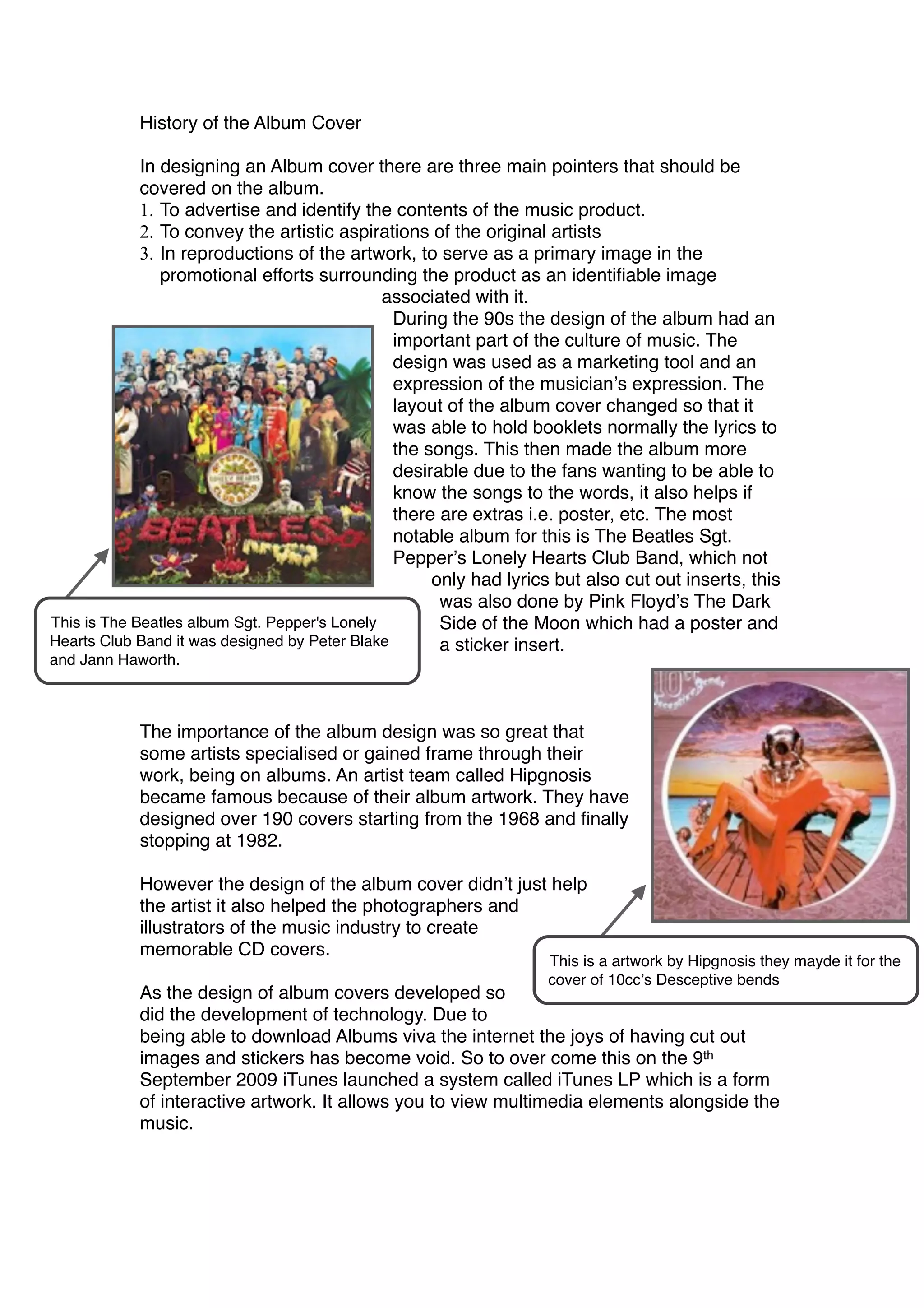 History of the album cover | PAGES