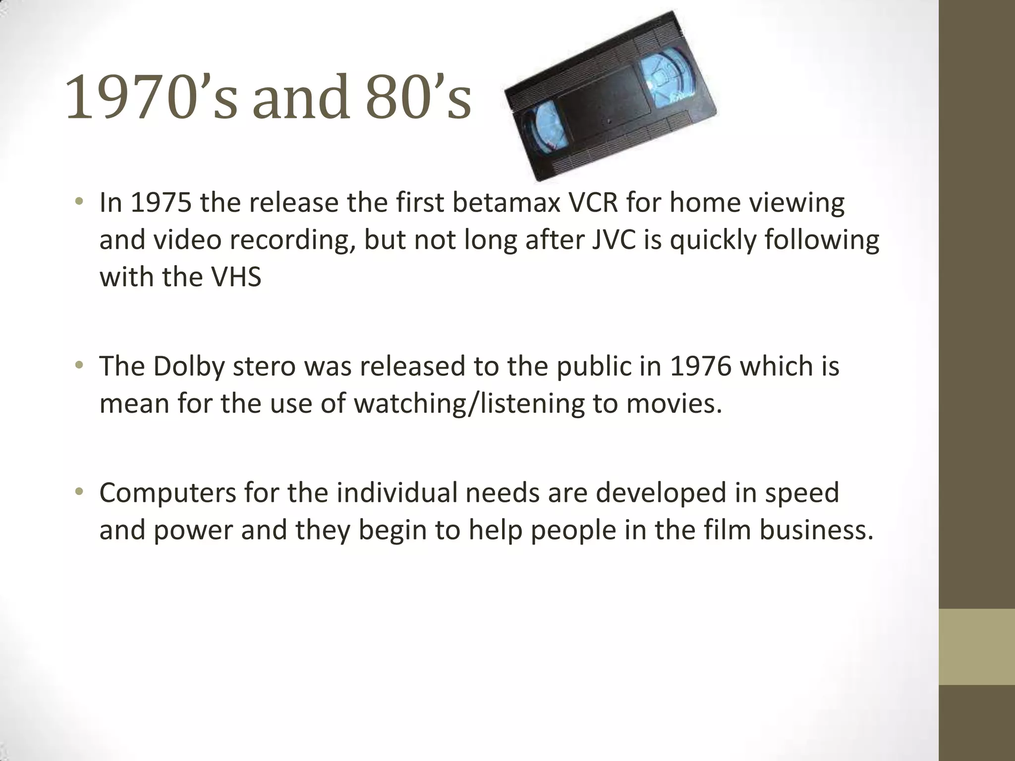 History of the cinema's technological developments | PPTX | History | Genres