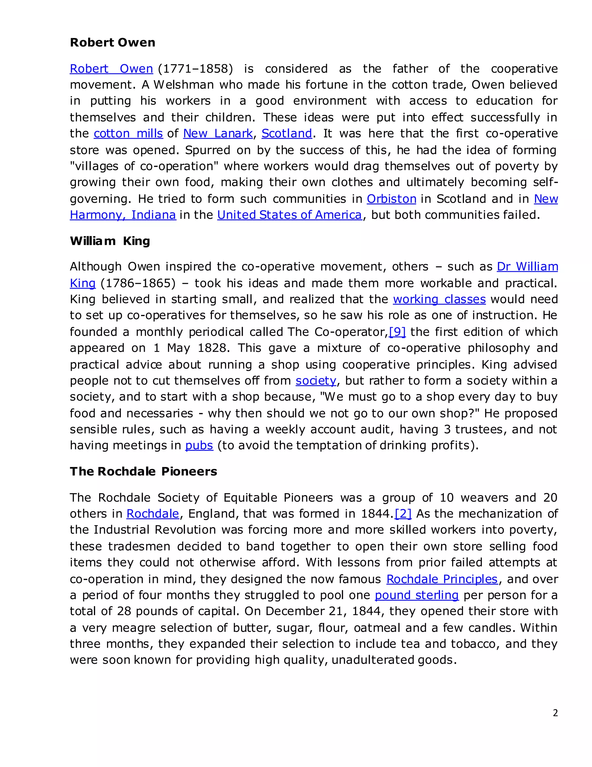 History of the cooperative movement | DOCX