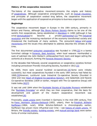 History of the cooperative movement | PDF