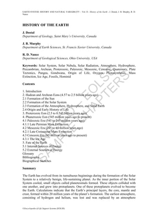 History of the Earth described by geologic events | PDF