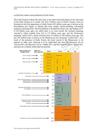 History of the Earth described by geologic events | PDF