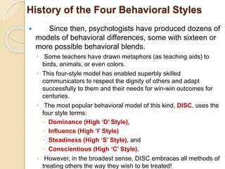 History of the four behavioral styles | PPTX | Mental Health | Diseases ...