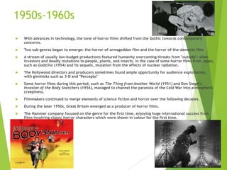 History of the genre: Horror | PPTX | Movies | Entertainment