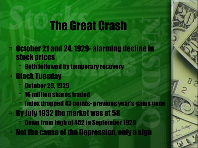 History Of The Great Depression | PPT | Economy | Business and Finance