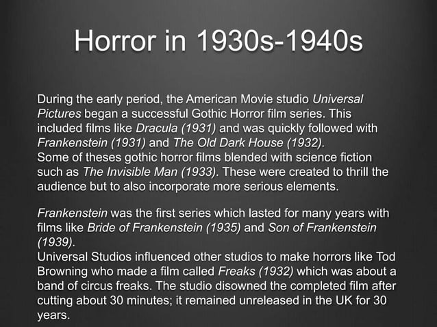 History of the Horror Genre | PPT