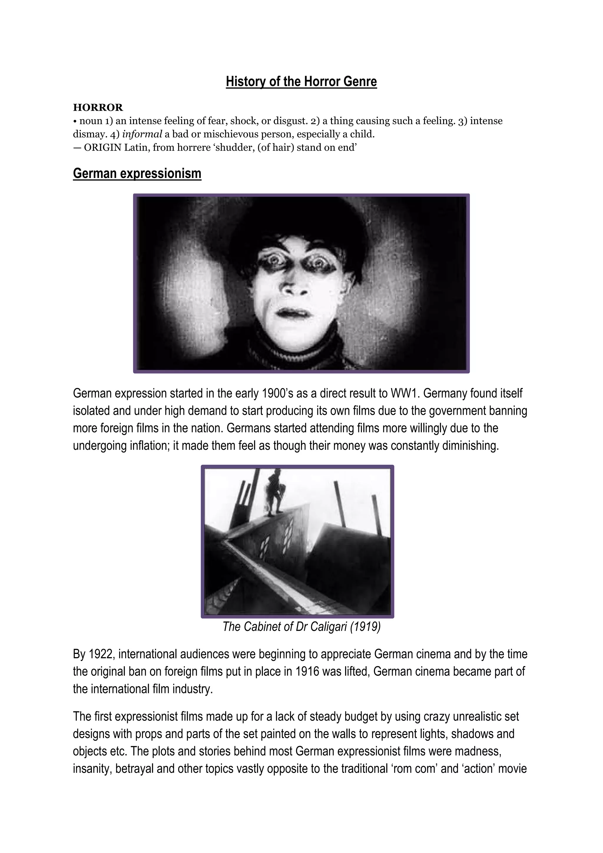 History of the horror genre | DOCX
