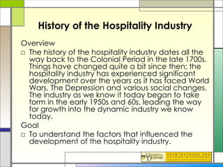 History of the hospitality industry | PPT