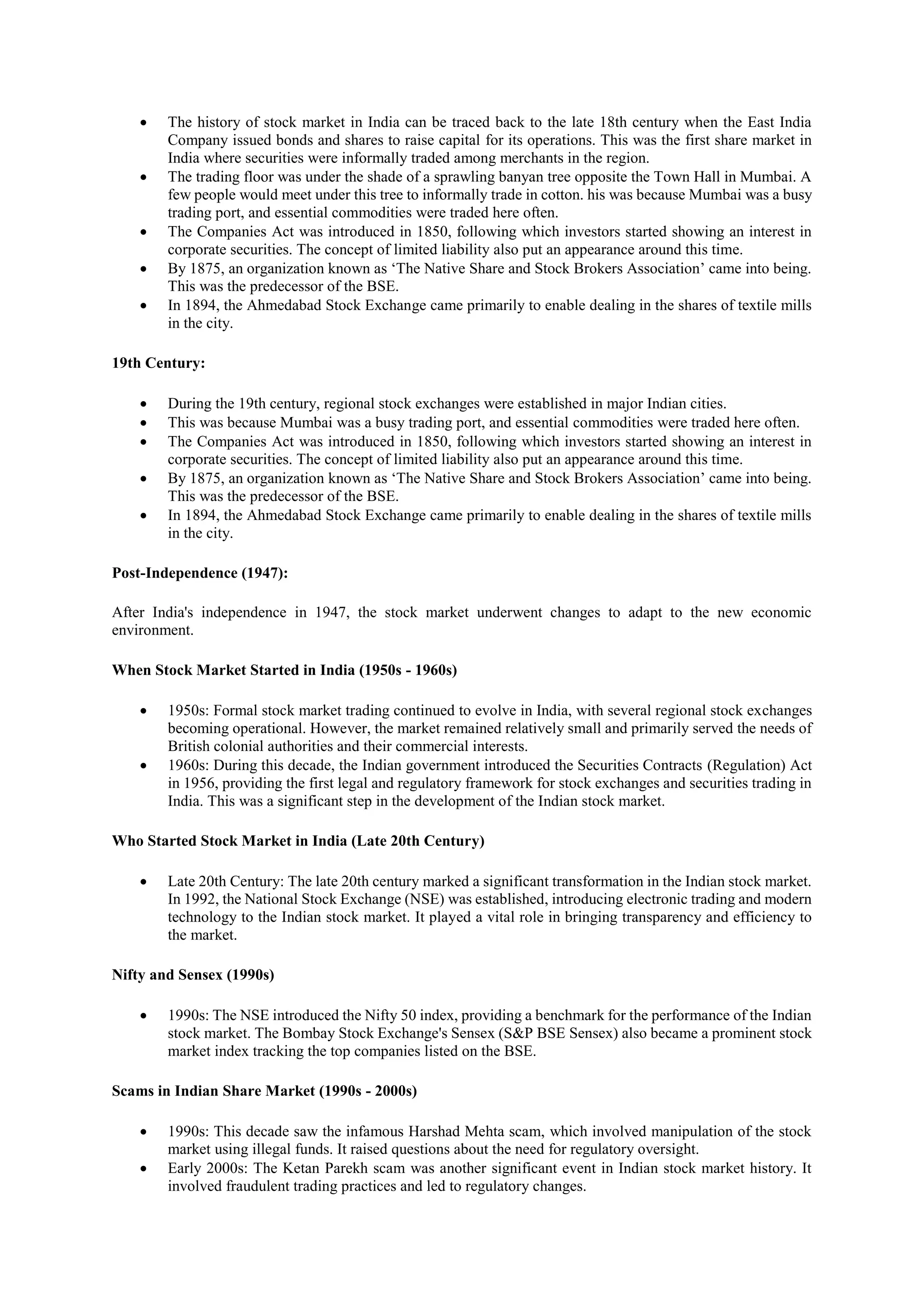 History of the Indian Stock Market.docx