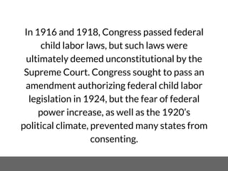 History of the Labor Movement: Child Labor in America | PDF