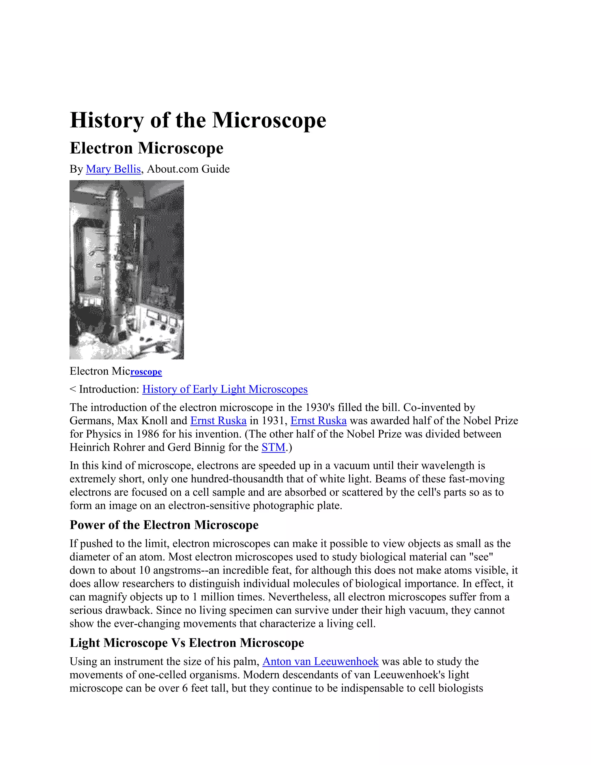 History of the microscope | DOCX