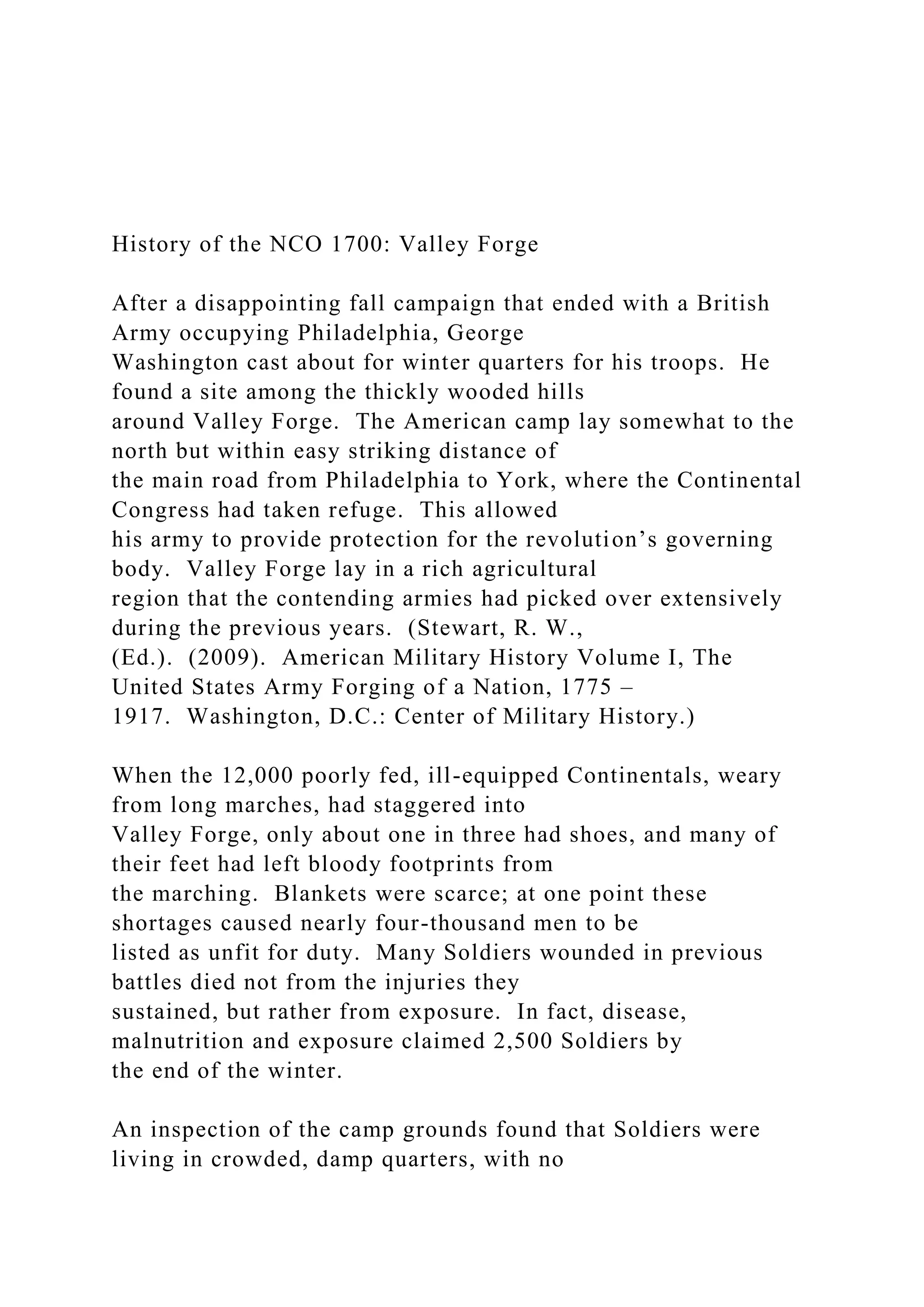 History of the NCO 1700 Valley Forge After a disappointi.docx