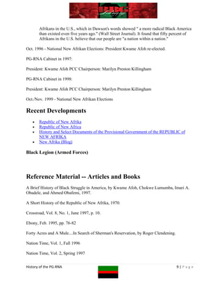 History of the PG-RNA|The Provisional Government of the Republic of New Afrika | PDF