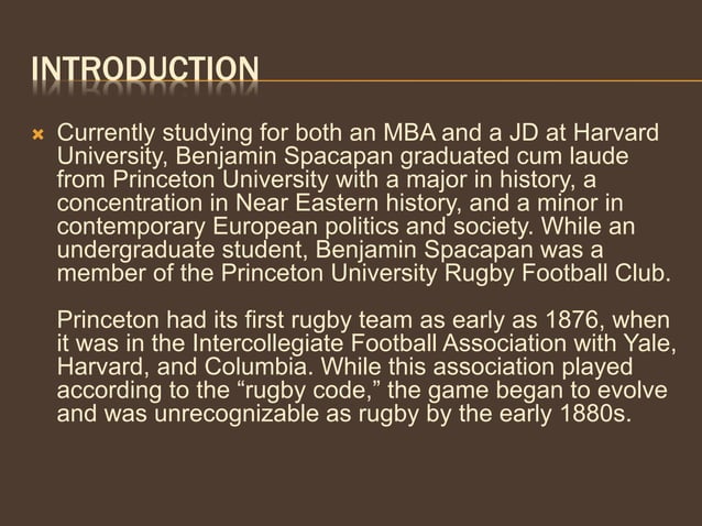 History of the Princeton University Rugby Football Club | PPT