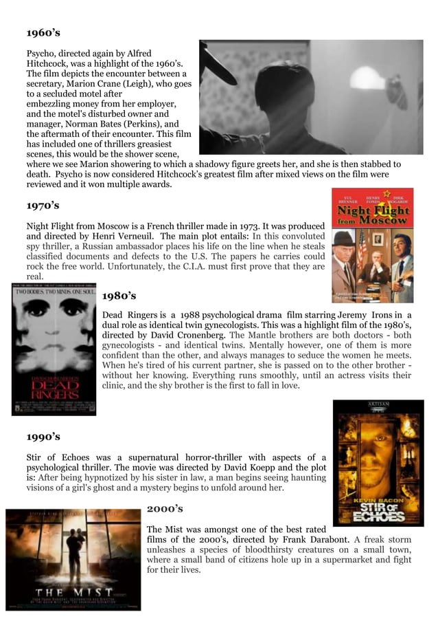 History of the psychological thriller movie | PDF