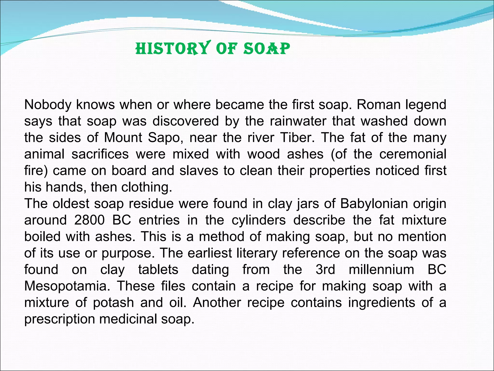 History Of The Soap TiñO | PPT | Candle and Soap Making | Arts and Crafts