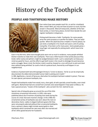 History of the toothpick | PDF