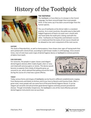 History of the toothpick | PDF