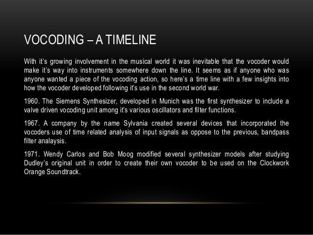 History of the vocoder | PPTX | Digital Audio | Computer Software and Applications