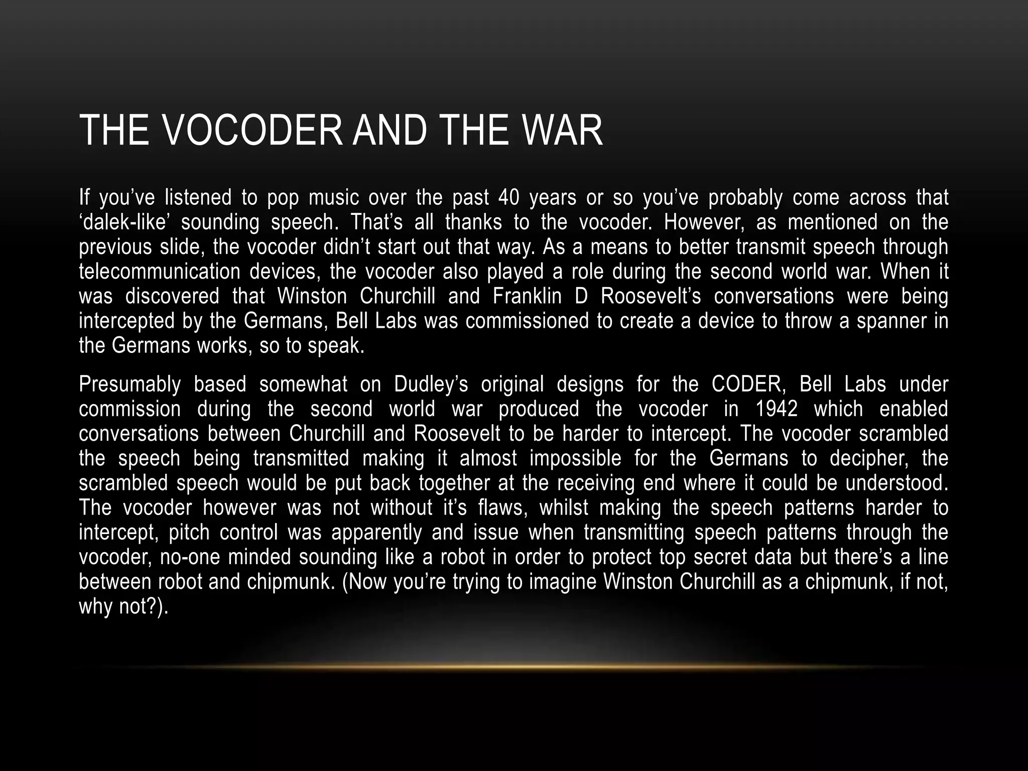 History of the vocoder (final) | PPT
