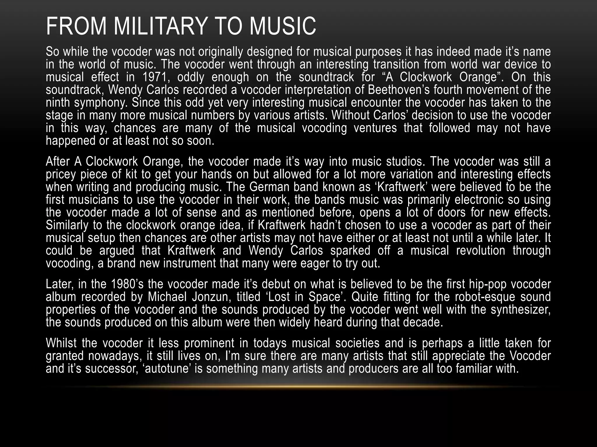 History of the vocoder (final) | PPT