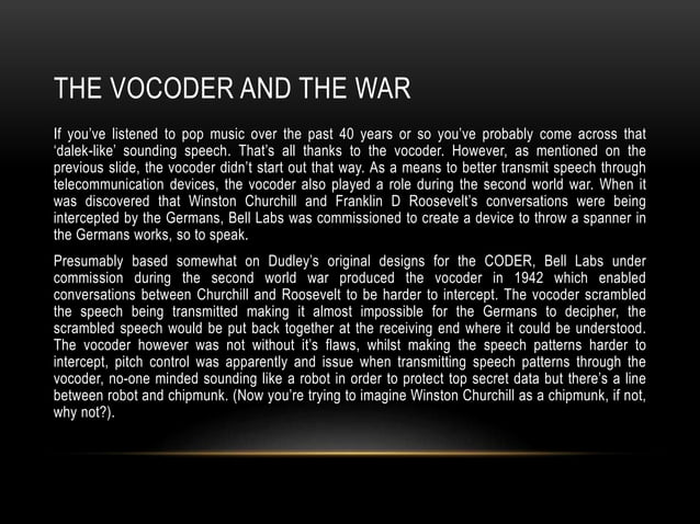 History of the vocoder (final) | PPT