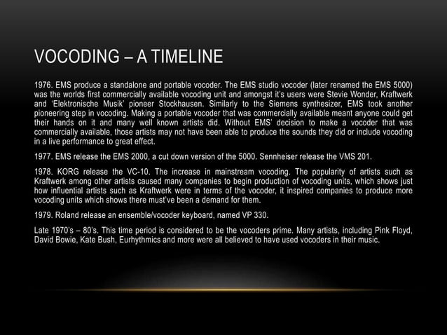 History of the vocoder (final) | PPT