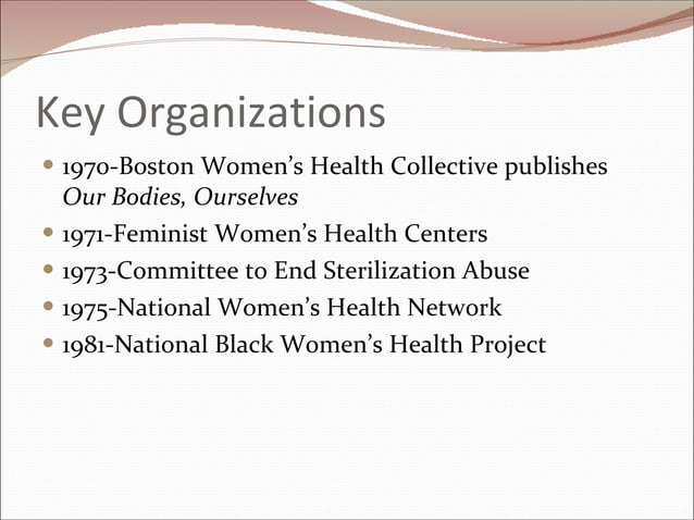 History of the women’s health movement | PPT | Women\'s Health ...