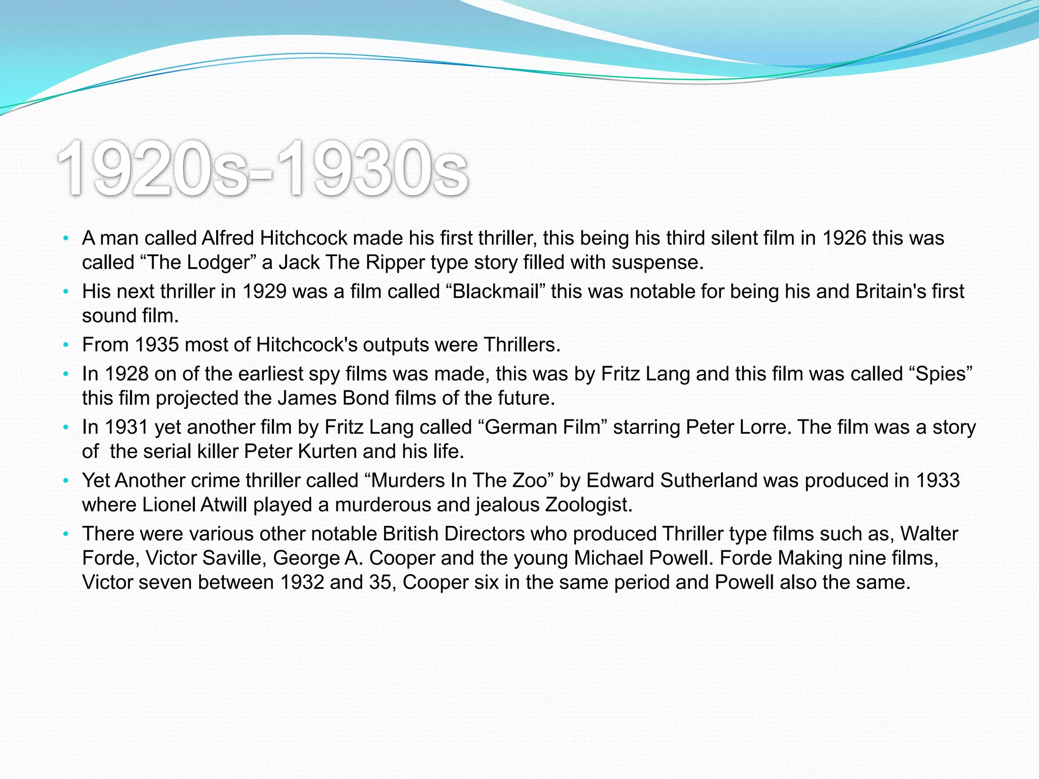 History Of Thriller Films | PPTX