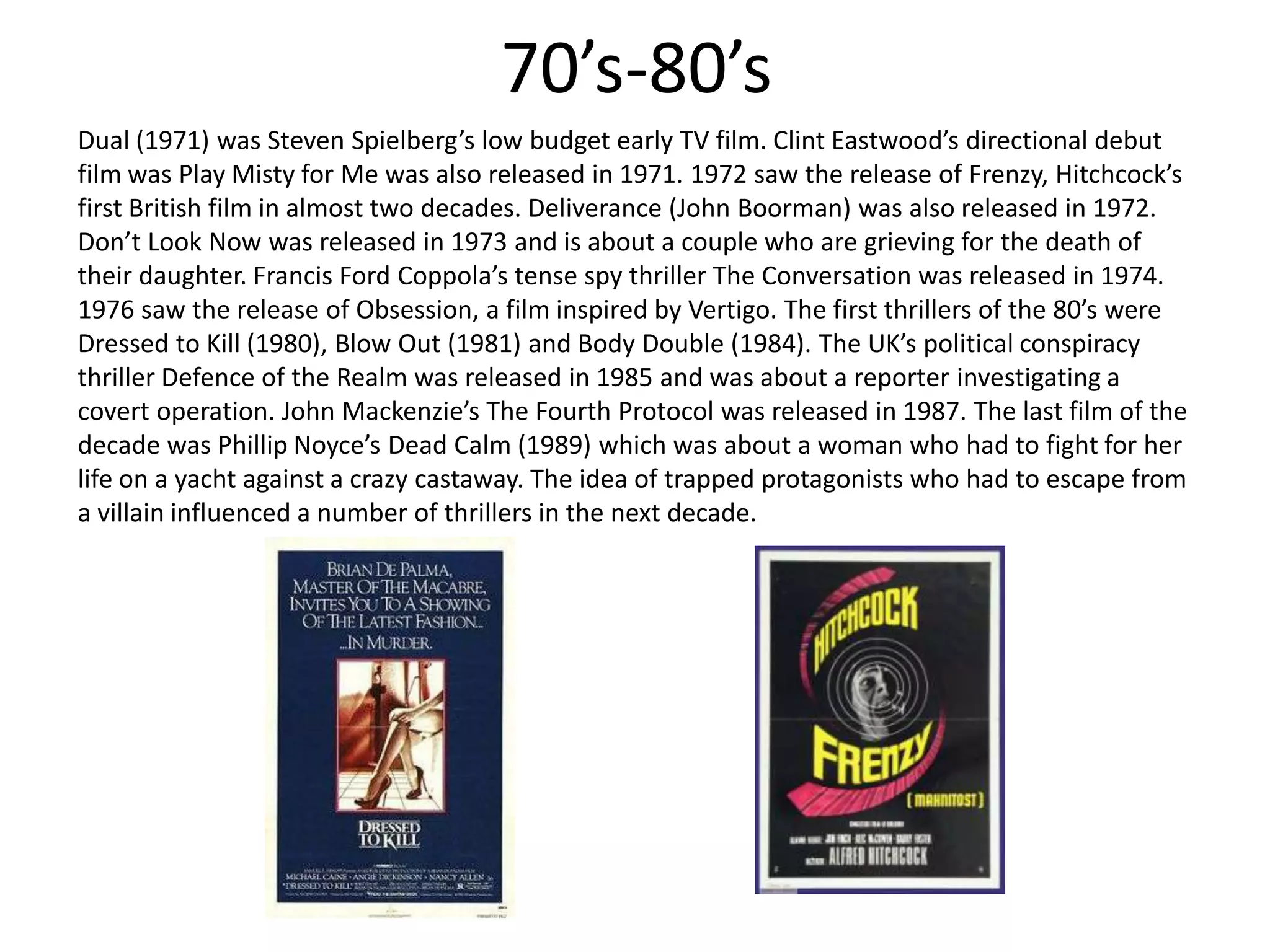 History of thriller genre timeline | PPTX