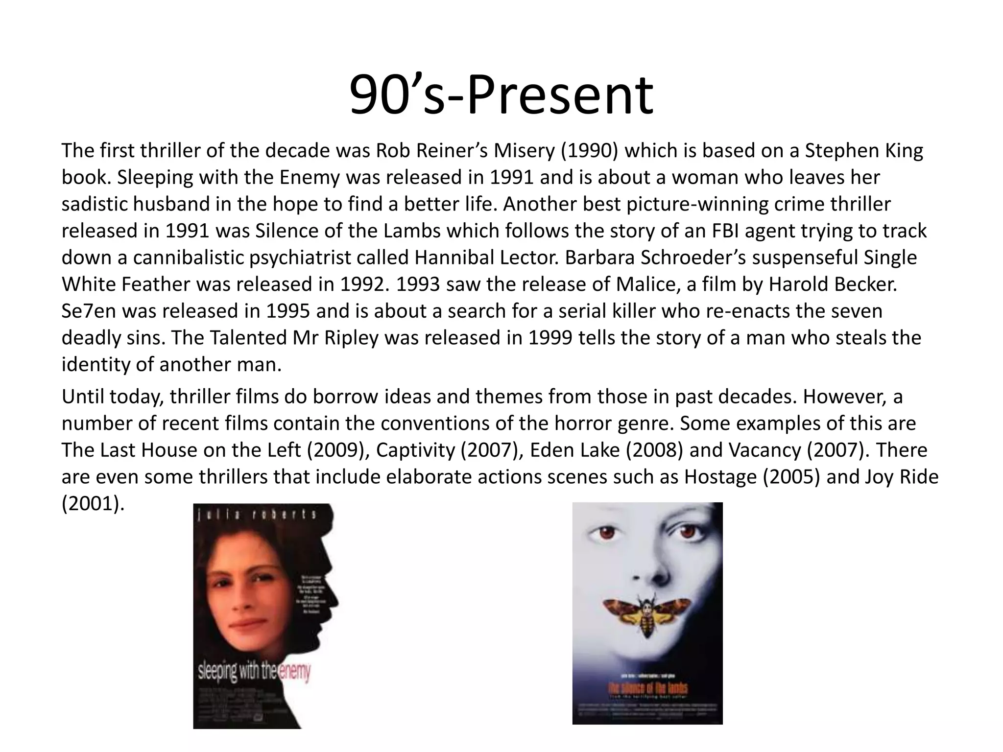 History of thriller genre timeline | PPT