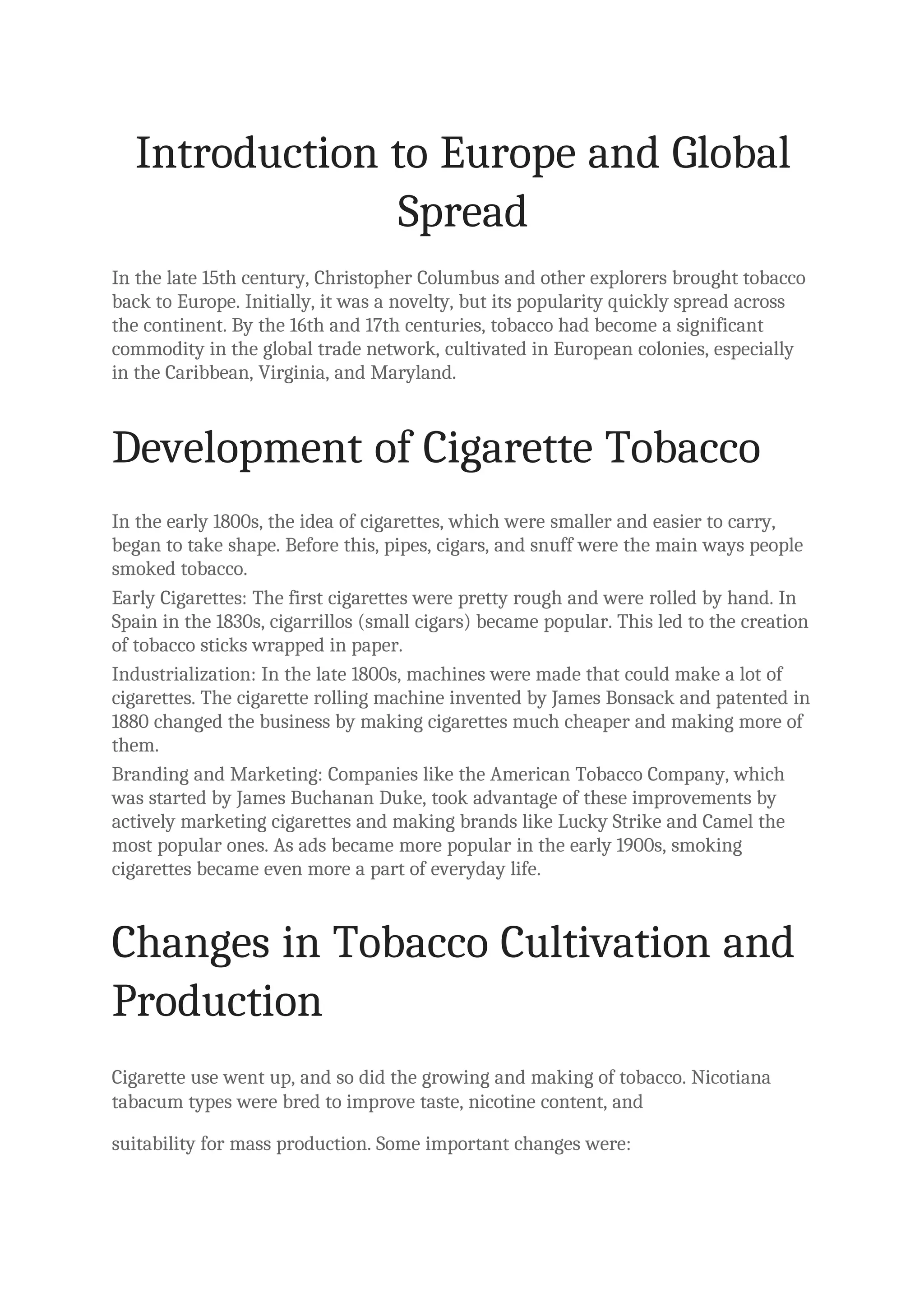 History of Tobacco Plant The Evolution of Cigarette Tobacco.ppt