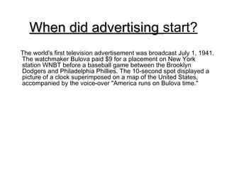 History of tv advertising | PPT