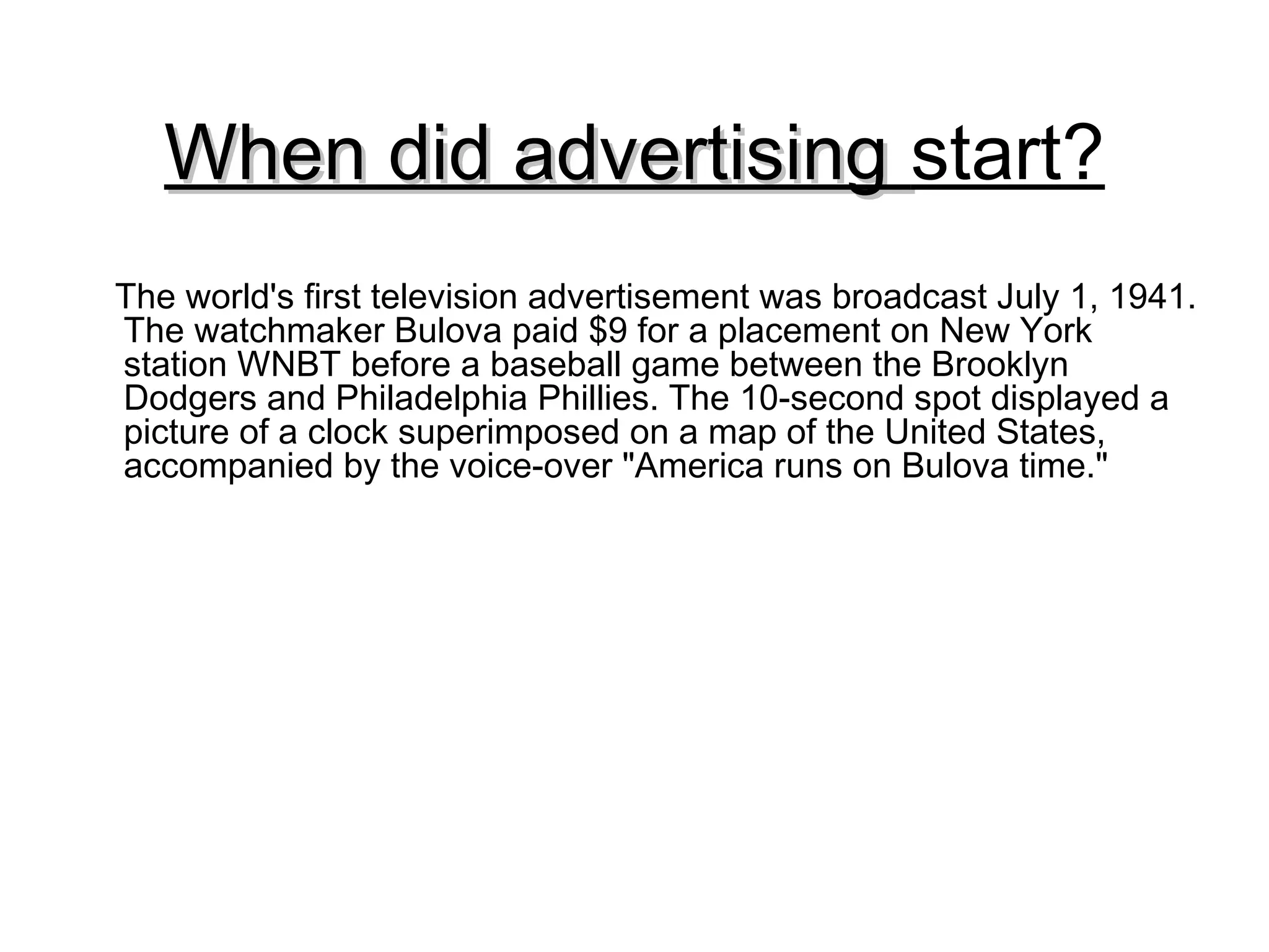 History of tv advertising | PPT