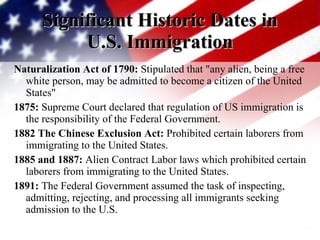 History Of Us Immigration Policy | PPT