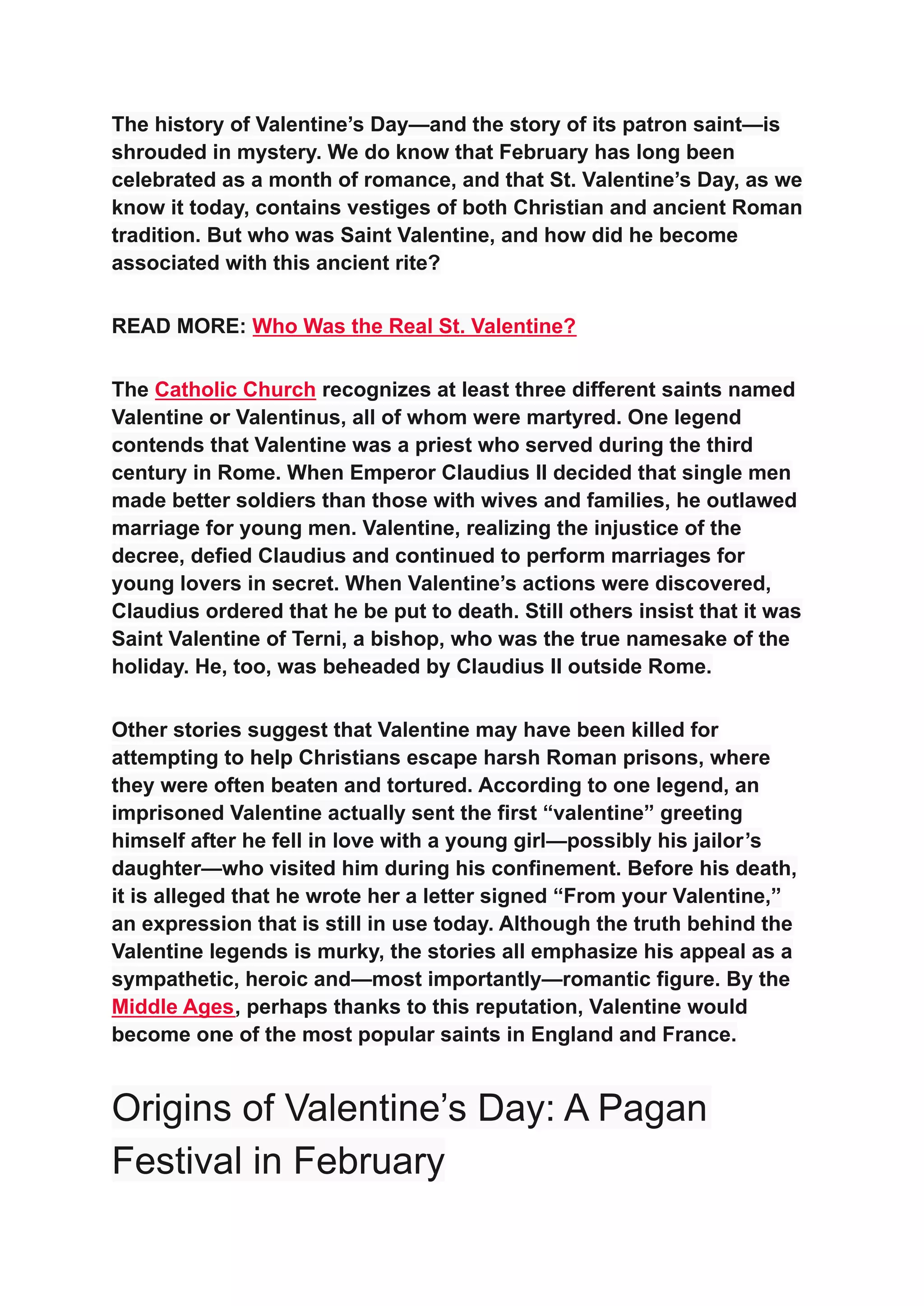 History of valentine’s day | PDF