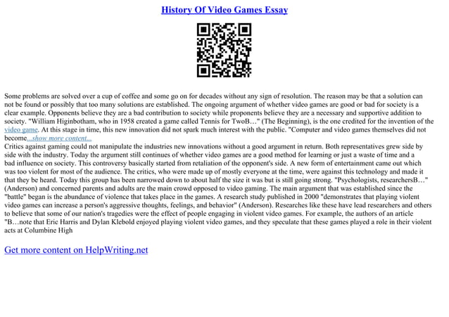 History Of Video Games Essay | PPT