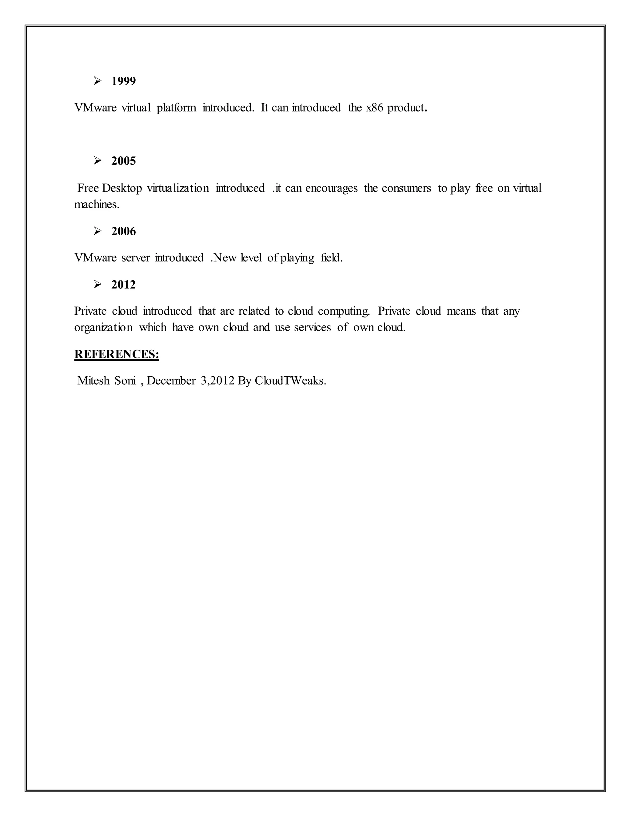 History Of Virtualization Docx