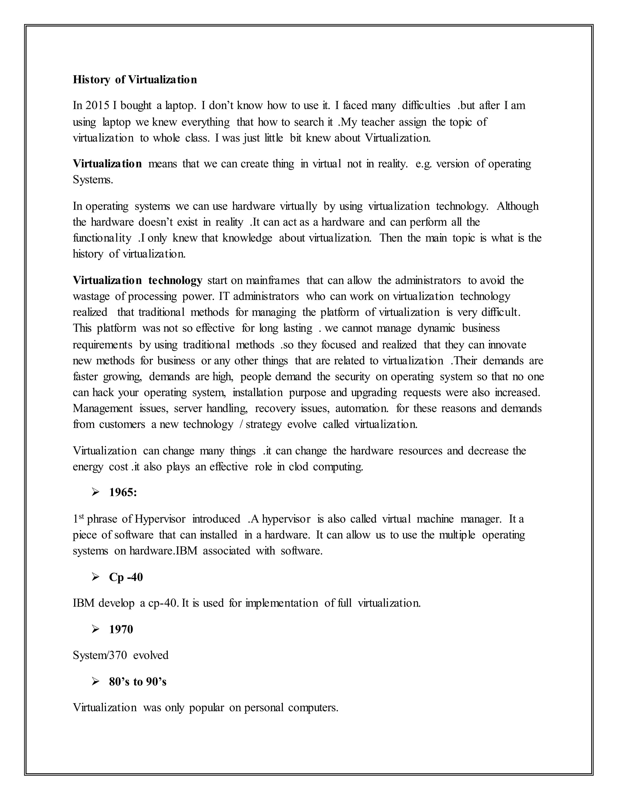 History of virtualization | PDF