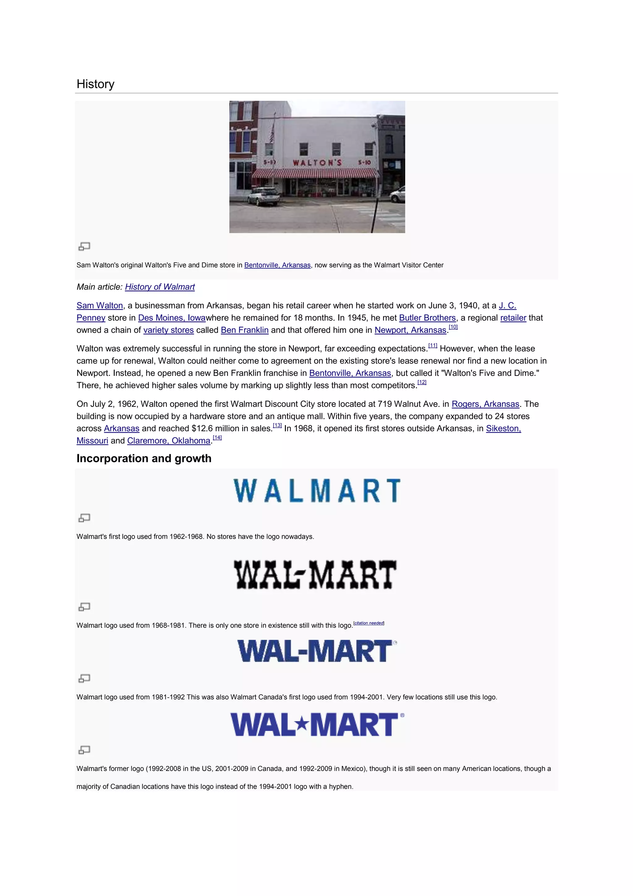 History of walmart | DOCX