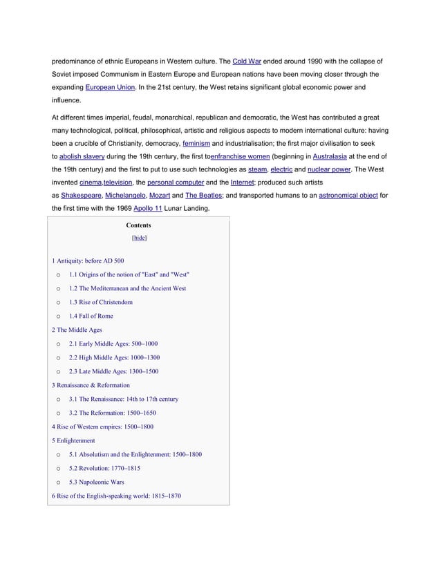 History of western civilization | DOCX